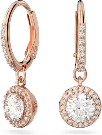 Swarovski Ohrringe - Constella drop Round cut Pav&eacute; rose gold - Gr. unisize - in Quarz - f&uuml;r Damen