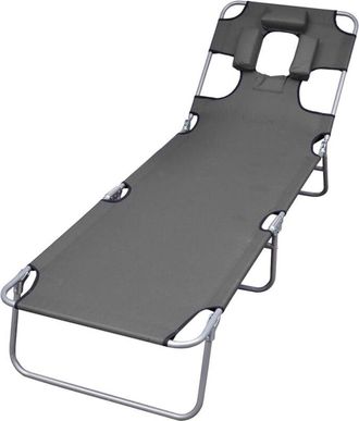 vidaXL Vidaxl - Sonnenliege Klappbar Kopfkissen Verstellbare R&uuml;ckenlehne Grau