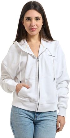 Guess Femme, Sweatshirts et sweats &agrave; capuche, Blanc, Taille: 40 FR SweaT-shirt zipp&eacute;