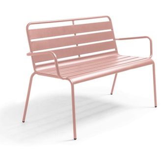 Oviala Banc de jardin en m&eacute;tal rose poudr&eacute; - Palavas