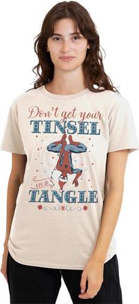 MARVEL Damen-T-Shirt, Spiderman, Retro-Stil, Aufschrift Dont Get Your Tinsel in a Tangle, Naturfarben, Natur, 3XL