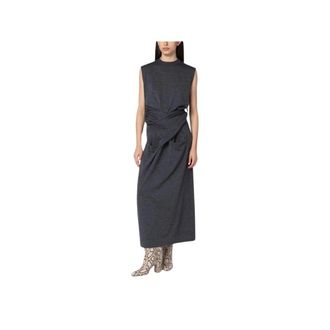 Jil Sander &Auml;rmelloses Maxikleid mit G&uuml;rtel - - Dresses - Damen - Grau - XS