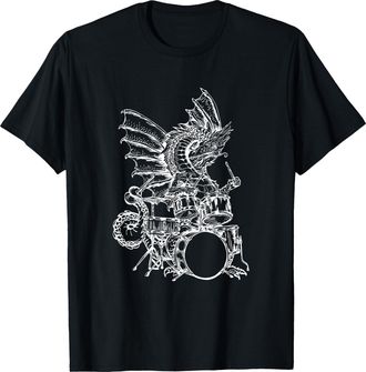 Seembo Drache spielt Trommeln Tier lustig Schlagzeuger Rockmusiker T-Shirt