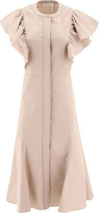 Chlo&eacute; robe boutonn&eacute;e &agrave; volants - Tons neutres