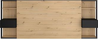 Vente-Unique Bett-Kopfteil mit integrierten Nachttischen - Eiche - 250 cm - Schwarz - Mista