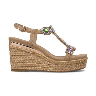 Alma En Pena Alma EN Pena, Femme, Chaussures, Beige, Taille: 40 EU Sandale compens&eacute;e en spart avec bride en T