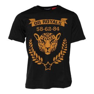 Dolce & Gabbana Homme, Tops, Noir, Taille: S T-shirt en coton noir DG Royals &agrave; col rond