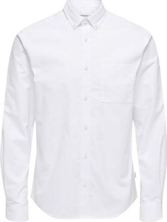 Only & Sons Chemise Oxford Homme ajust&eacute;e &agrave; Manches Longues ONLY&SONS &eacute;l&eacute;gante Confortable Chemise Masculine, Couleurs:Blanc-3, Taille:XXL