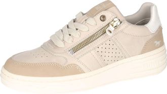 Mustang Damen Sneaker mit Reißverschluss und Schnürsenkel pflegeleicht 1510-303, Größe:38 EU, Farbe:Beige