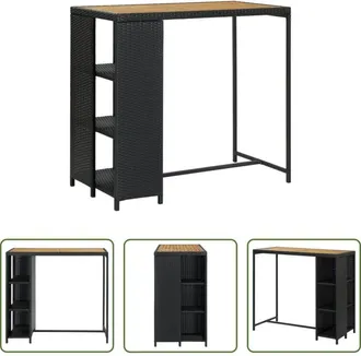 vidaXL vidaXL Akazienholz - Bartisch mit Regal Schwarz 120x60x110 cm Poly Rattan