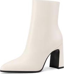 Queen Helena Bottines &agrave; talons bottines &agrave; bout ferm&eacute; Casual femme K3422, Beige PU, 39 EU