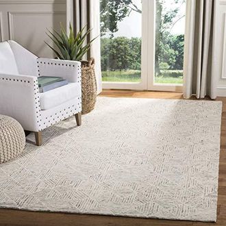 Safavieh Zeitgenössische Teppich für Wohnzimmer, Esszimmer, Schlafzimmer - Abstract Collection, Kurzer Flor, Elfenbein und Hellblau, 183 X 183 cm