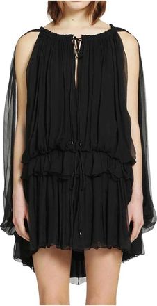 Chlo&eacute; Femme, Robes, Noir, Taille: 38 FR Silk Mousseline Mini Cape Dress
