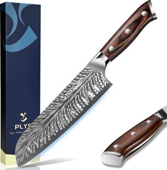 Plys Japanisches Messer Santoku Kochmesser: 17.8cm Scharf Küchenmesser Holzgriff Profi Kuchen Messer