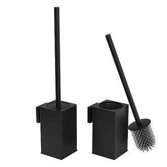 BGL Fashion Lot de 2 Supports de Brosse WC pour Fixation Murale, Noir Mat, m&eacute;tal