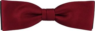TigerTie vorgebundene schmale doppelfarbige Satin Fliege in bordeaux schwarz Uni + Box