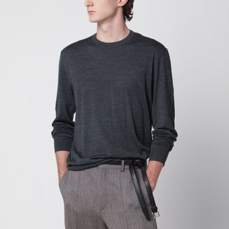 Ermenegildo Zegna Dunkelgrau melierter Pullover aus Wolle