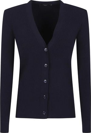 Max Mara Femme, Pulls, Bleu, Taille: 36 FR Cardigan c&ocirc;tel&eacute; &agrave; col en V