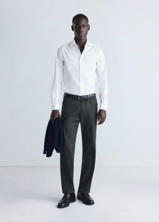 Mango Slim-Fit-Hemd aus Comfort-Stretch-Baumwolle, b&uuml;gelfrei wei&szlig; - Herren - S - MANGO MAN