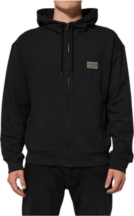 Dolce & Gabbana Homme, Sweatshirts et sweats à capuche, Noir, Taille: S Sweat à Capuche à Logo Noir