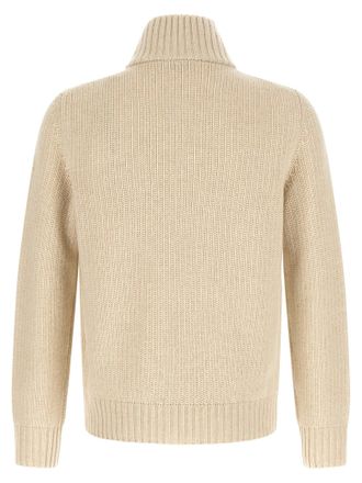 Moncler Ribbed Wool and Cashmere Cardigan - Beige