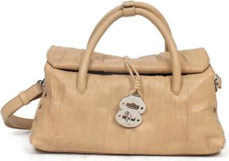 Zanellato Femme, Sacs, Beige, Taille: ONE Size Dotta Pliss&eacute; Small Top Handle Bag
