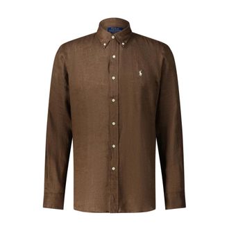 Polo Ralph Lauren Homme, Chemises, Brun, Taille: XL Chemise en lin coupe ajust&eacute;e