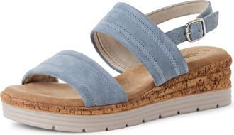 s.Oliver Damen Sandalen mit Keilabsatz aus Leder Sommer, Blau (Soft Blue), 42 EU