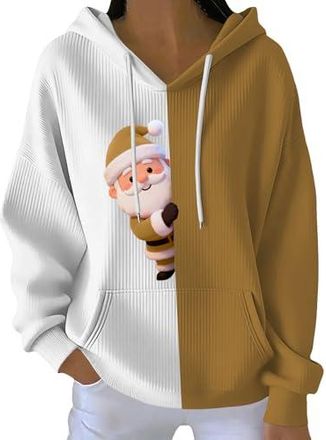 Generic Sweat à capuche de Noël pour femme - Chemisier dhiver pour femme - Tissage grossier - Doux - Confortable - Ample - Décontracté - Poche à capuche pour 