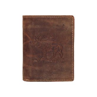 Greenburry Vintage Geldbörse Leder Portmonee mit Hirsch Motiv braun | Hochformat