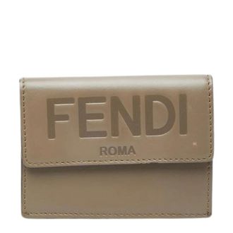 Fendi Portefeuille trifold en cuir Pre-owned - Femme - Pre-owned - Beige - Taille: ONE Size