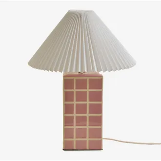 Sklum Lampe de table en gr&egrave;s et lin Troms SKLUM Rose