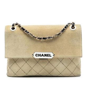 Chanel Sac bandouli&egrave;re matelass&eacute; en daim Pre-owned - Femme - Pre-owned - Beige - Taille: ONE Size