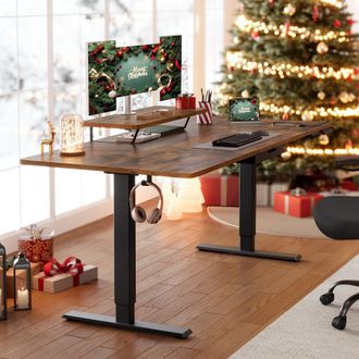 Vasagle H&ouml;henverstellbarer Schreibtisch, 160 x 80 cm, flexibel montierbarer Monitorst&auml;nder, Schublade, USB-C-Anschluss, Erinnerung bei langem Sitzen, f&uuml;r B&uuml;ro