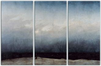 1art1 Caspar David Friedrich Poster Der M&ouml;nch Am Meer, 1808-1810, 3-Teilig Bilder Leinwand-Bild Auf Keilrahmen | XXL-Wandbild Poster Kunstdruck Als Leinwand