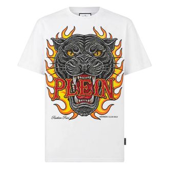 Philipp Plein T-Shirt Round Neck SS Flame - - Tops - Herren - Wei&szlig; - M