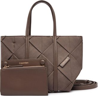 Calvin Klein Handtasche Calvin Klein Woven Sueded Mini Tote Crossbody LV04F3696G Braun