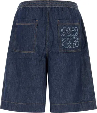 Loewe Mens Blue Chambray Bermuda Shorts Denim Exterior: Cotton