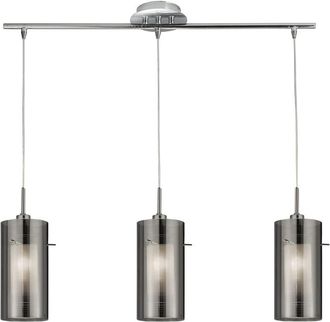 Searchlight Searchlight - Suspension barre 3L duo 2 m&eacute;tal chrom&eacute; et double verre fum&eacute; et givr&eacute; E14 3x60w max