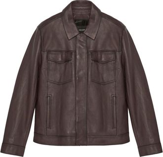 Yves Salomon Lederjacke im Jeans-Look - Braun