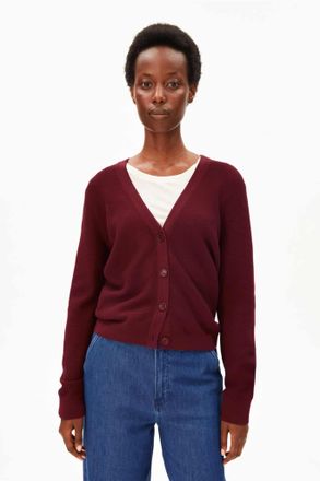 Armedangels Damen vegan Cardigan Mental Left Rot