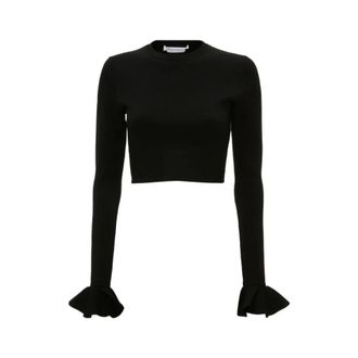J.W.Anderson Cropped Pullover mit R&uuml;schen&auml;rmeln - - Tops - Damen - Schwarzk - M