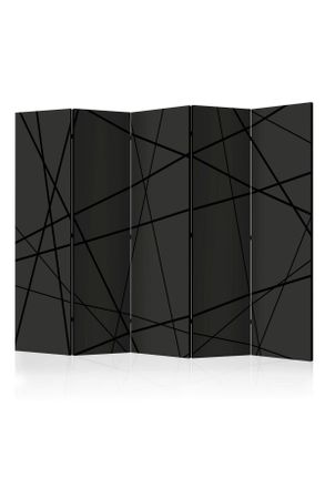 Artgeist Paravent, Anthrazit, Schwarz, Holz, Textil, Kiefer, massiv, geometrisch, 225x172x3 cm, Motiv auf Vorderseite, Wohnzimmer, Raumteiler & Paravents, Para