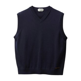 Versace Homme, Pulls, Bleu, Taille: S Gilet en maille &agrave; col en V