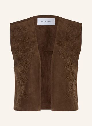 Mrs & Hugs Mrs & Hugs Blazerweste In Lederoptik braun