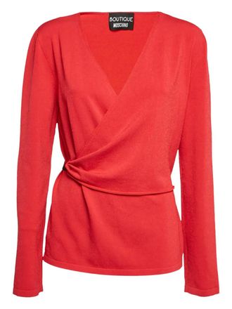 Moschino pull à ceinture nouée (2019) - Rouge