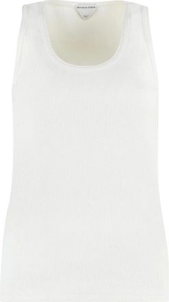 Bottega Veneta Femme, Tops, Blanc, Taille: 38 FR D&eacute;bardeur c&ocirc;tel&eacute; extensible en coton