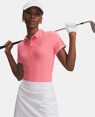 Under Armour Drive Chill Kurzarm-Poloshirt f&uuml;r Damen Bittersweet Rosa / Wei&szlig; / Bittersweet Rosa XXL