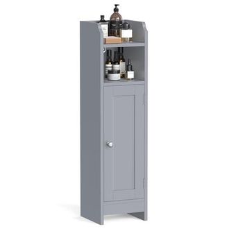 Vasagle Meuble de Salle de Bain, Armoire dAngle avec Porte et &Eacute;tag&egrave;res, Organisateur de Rangement, Meuble &Eacute;troit pour Papier Toilette, &Eacute;tag&egrave;res R&eacute;glables, 20 