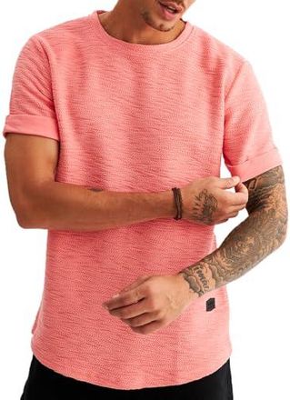 LEIF NELSON pour des Hommes Oversize T-Shirt Hoodie Sweatshirt col Rond Encolure Manche Courte Longsleeve Top Basic Shirt Crew Neck Vintage Sweatshirt LN6324